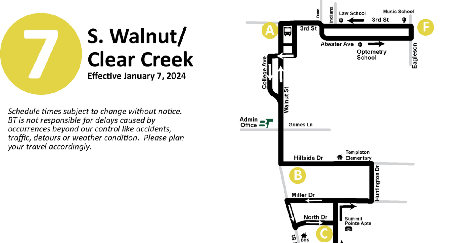 7 S Walnut / Clear Creek – Bloomington Transit